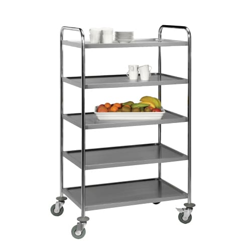 Tea Trolley Stainless Steel Global 5 Shelf | Premium Kitchens